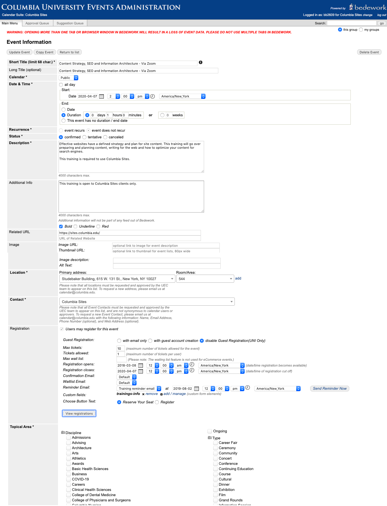 University Event Calendar System | Center of Excellence for Usability ...